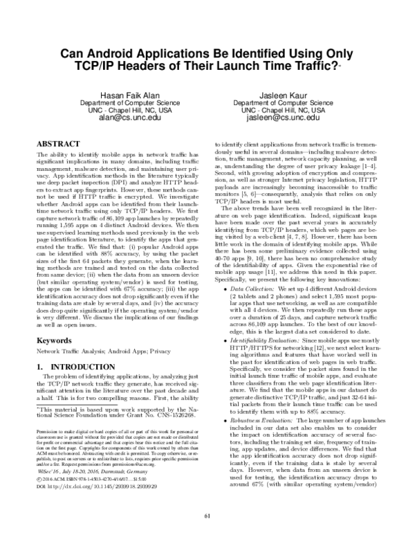 (PDF) Can Android Applications Be Identified Using Only TCP/IP Headers ...