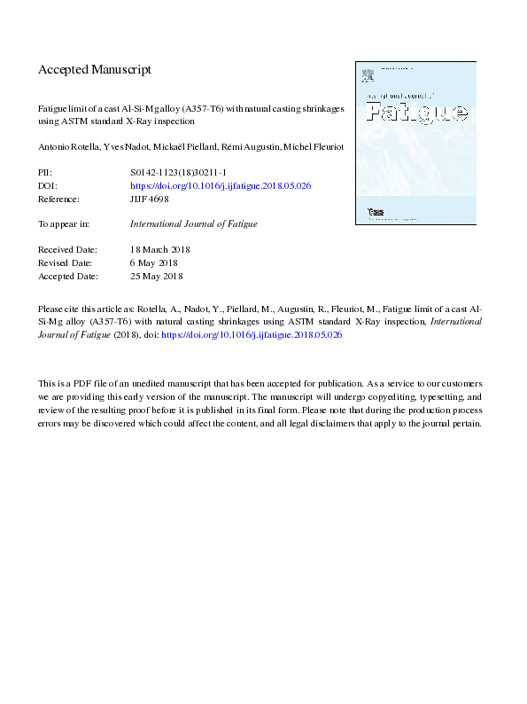 (PDF) Fatigue limit of a cast Al-Si-Mg alloy (A357-T6) with natural ...