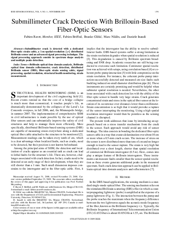 (PDF) Submillimeter crack detection with brillouin-based fiber-optic ...