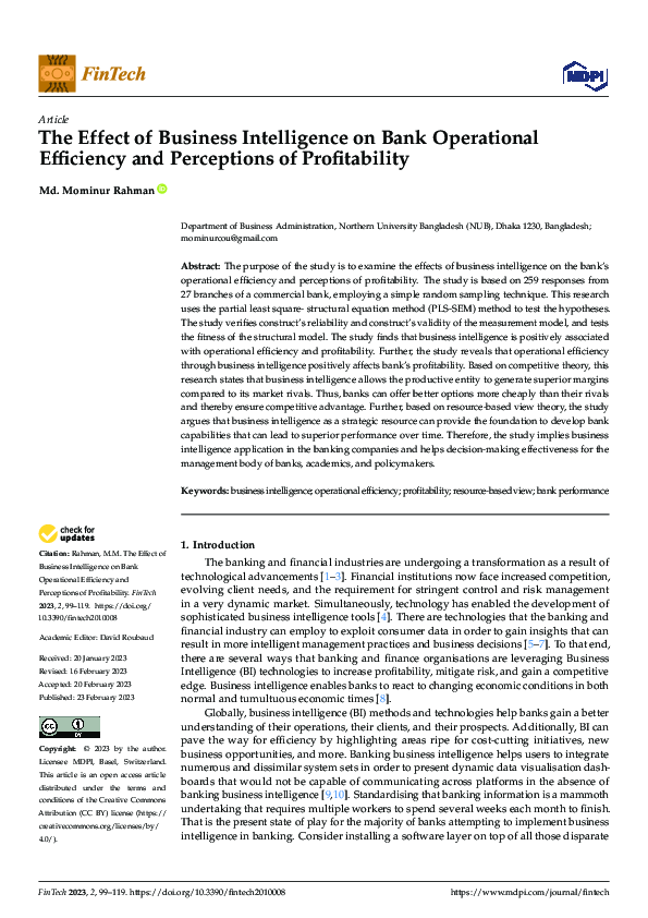 (PDF) The Effect of Business Intelligence on Bank Operational ...
