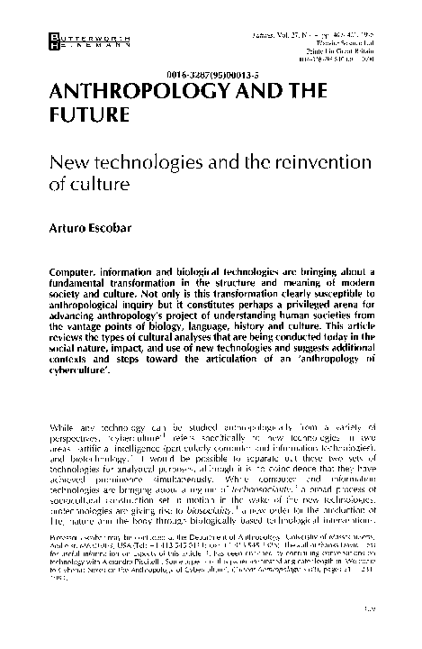 (PDF) Anthropology and the future