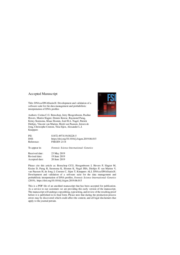 (PDF) DNAxs/DNAStatistX: Development and validation of a software suite for the data management ...