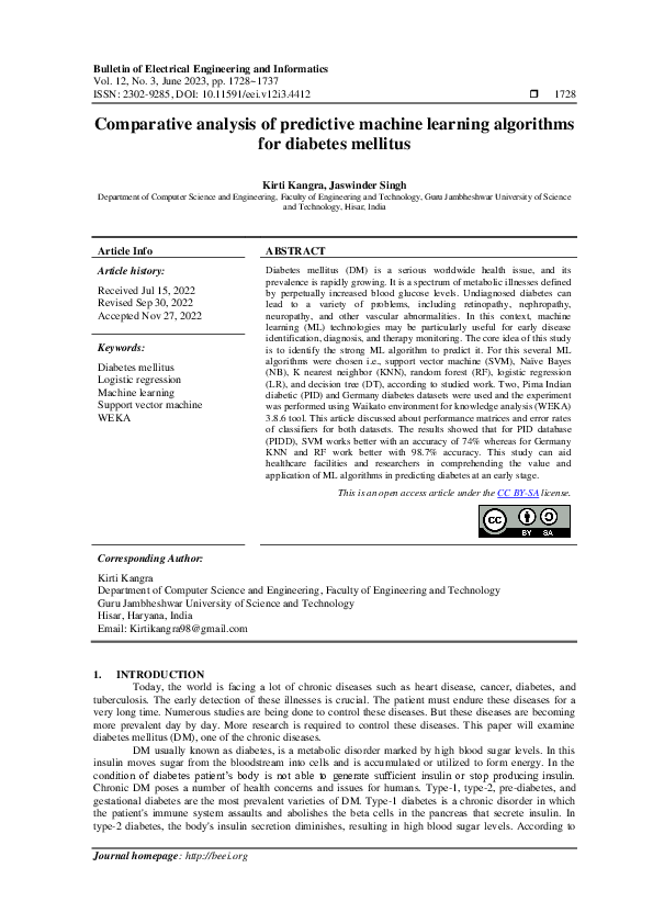 (PDF) Comparative analysis of predictive machine learning algorithms ...