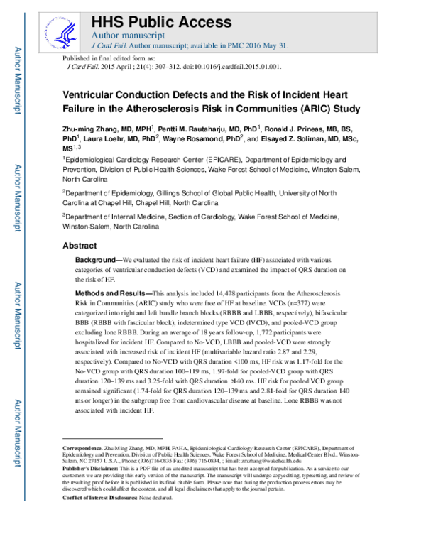 (PDF) Ventricular Conduction Defects and the Risk of Incident Heart ...