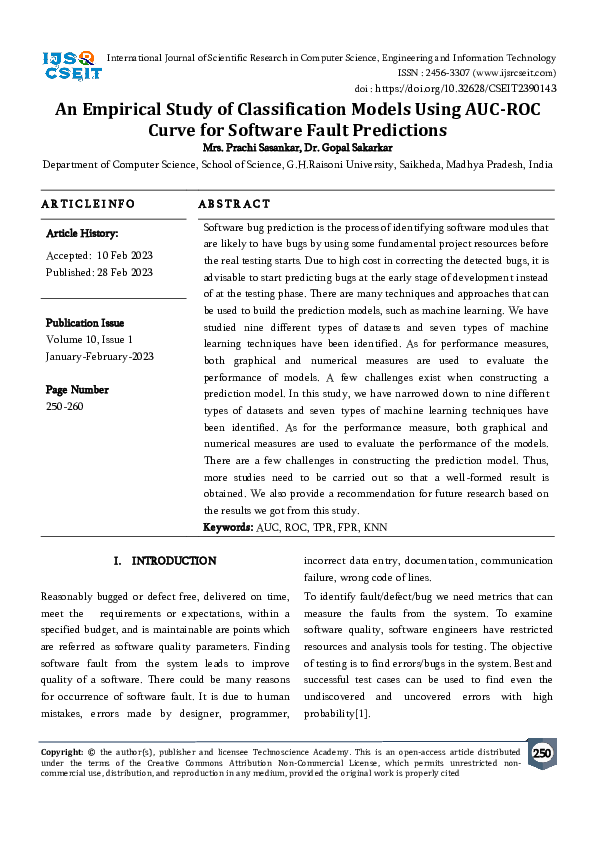 (PDF) An Empirical Study of Classification Models Using AUC-ROC Curve ...