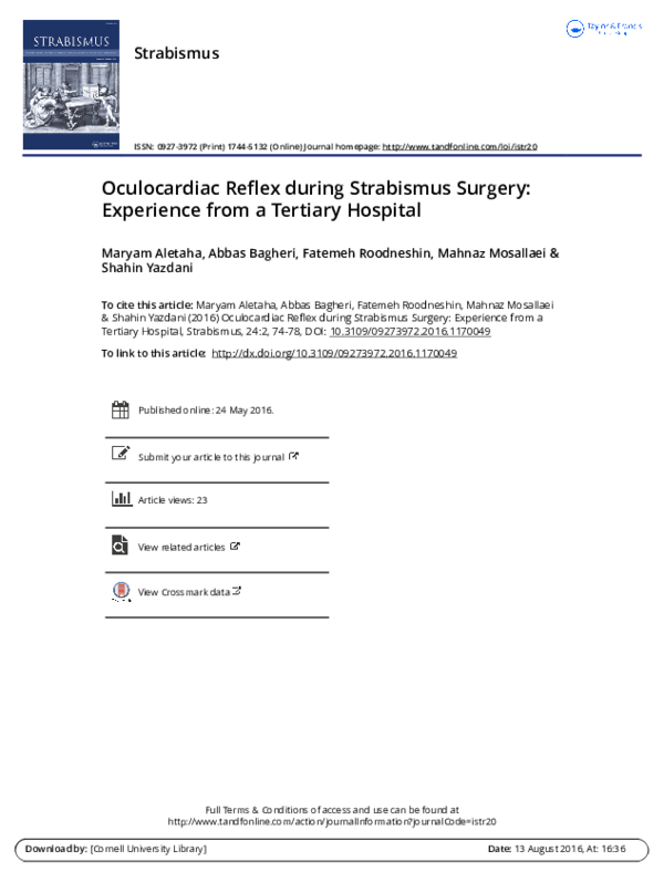 (PDF) Oculocardiac Reflex during Strabismus Surgery: Experience from a ...