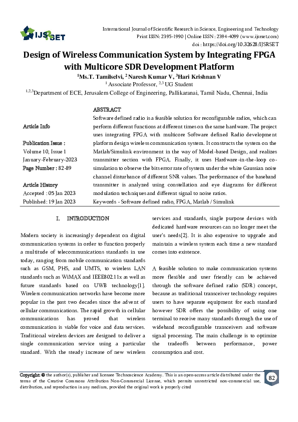 Pdf Design Of Wireless Communication System By Integrating Fpga With