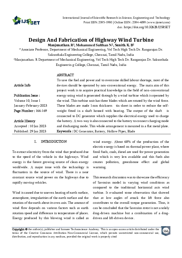 (PDF) Design And Fabrication of Highway Wind Turbine