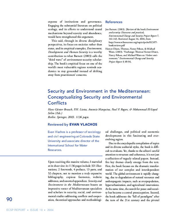 (PDF) Security and environment in the Mediterranean: conceptualising ...