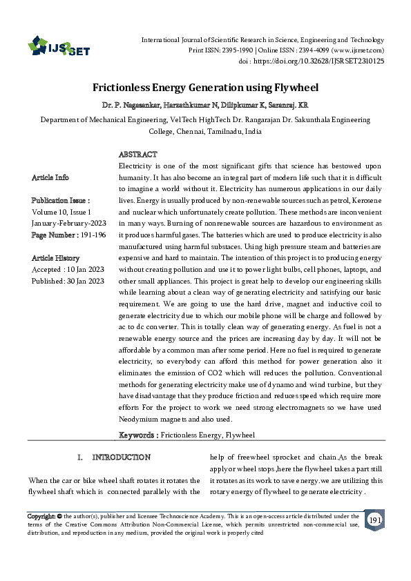 (PDF) Pollution-Free Energy Generation with Flywheels