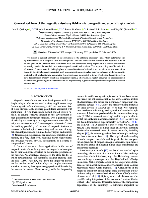 (PDF) Generalized form of the magnetic anisotropy field in ...