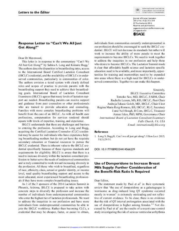 (PDF) Response Letter to "Can't We All Just Get Along?