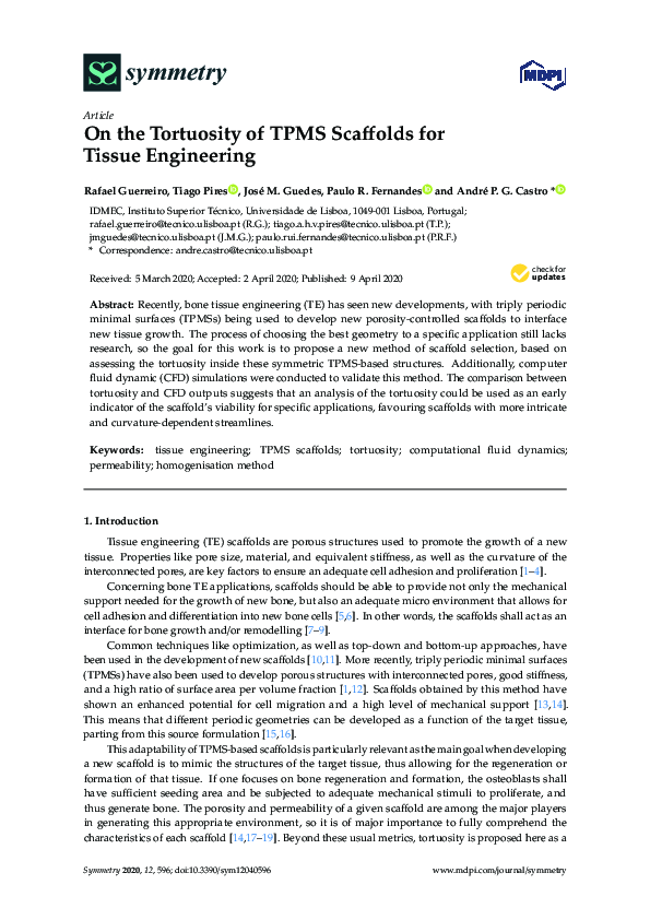 (PDF) On the Tortuosity of TPMS Scaffolds for Tissue Engineering ...