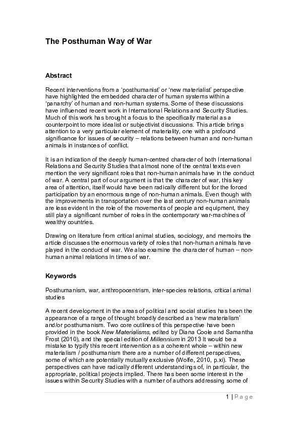 (PDF) The posthuman way of war