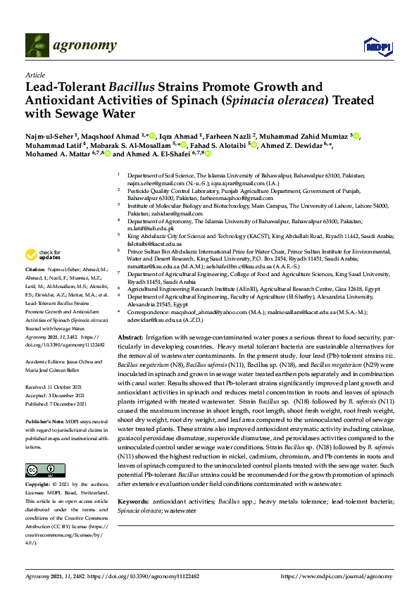 (PDF) Lead-Tolerant Bacillus Strains Promote Growth and Antioxidant ...