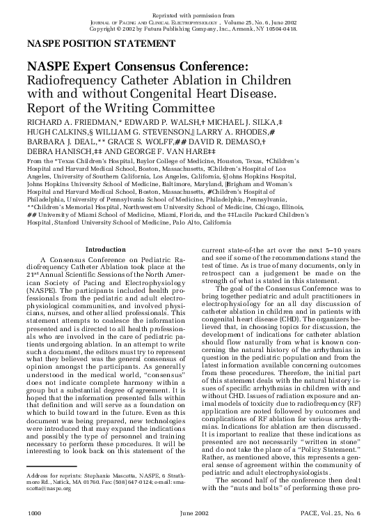 (PDF) NASPE Expert Consensus Conference: Radiofrequency Catheter ...