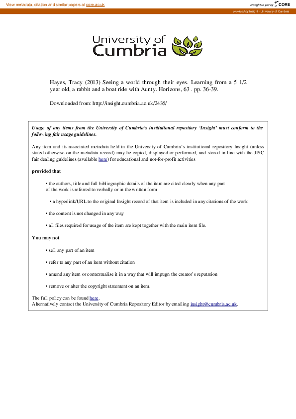 (PDF) Seeing a world through their eyes. Learning from a 5 1/2 year old ...