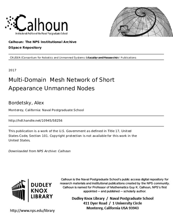 (PDF) Multi-Domain Mesh Network of Short Appearance Unmanned Nodes