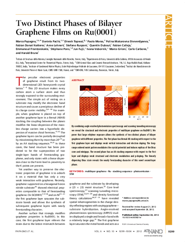 (PDF) Two Distinct Phases of Bilayer Graphene Films on Ru(0001)