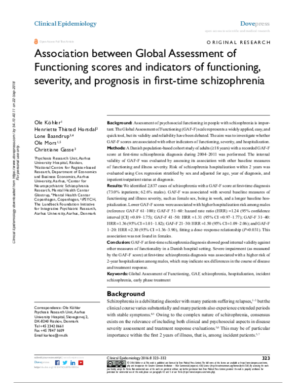 (PDF) Association between Global Assessment of Functioning scores and ...