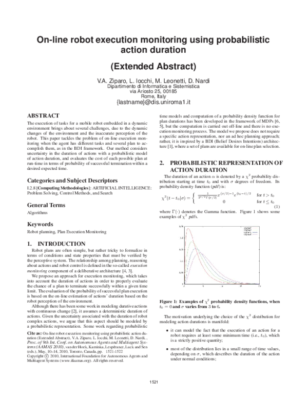 (PDF) On-line robot execution monitoring using probabilistic action ...