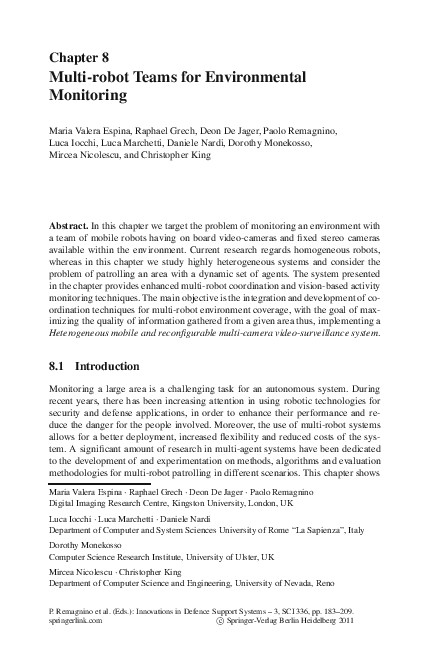 (PDF) Multi-robot Teams for Environmental Monitoring