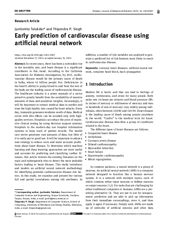 Pdf Predicting Cardiovascular Disease With Ann