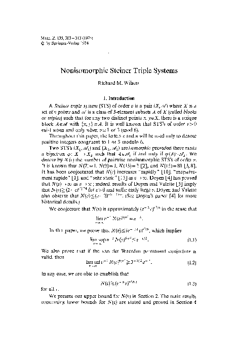 (PDF) Nonisomorphic Steiner triple systems