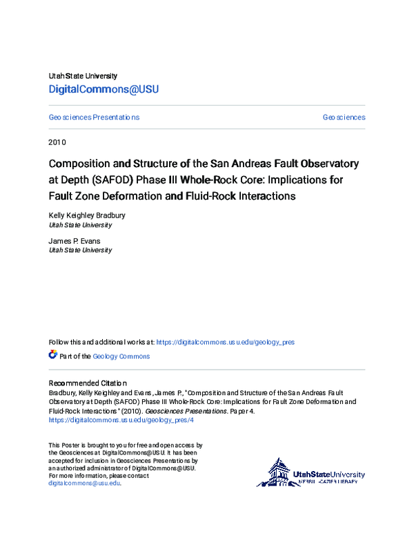 (PDF) Composition and Structure of the San Andreas Fault Observatory at ...