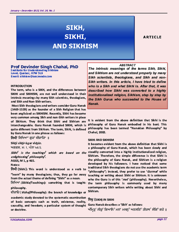 (PDF) SIKH, SIKHI, AND SIKHISM