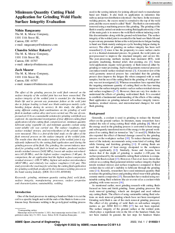 (PDF) Minimum Quantity Cutting Fluid Application for Grinding Weld Flash: Surface Integrity ...