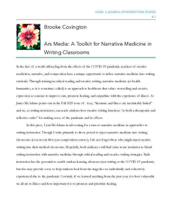 (PDF) Ars Media: A Toolkit for Narrative Medicine in Writing Classrooms