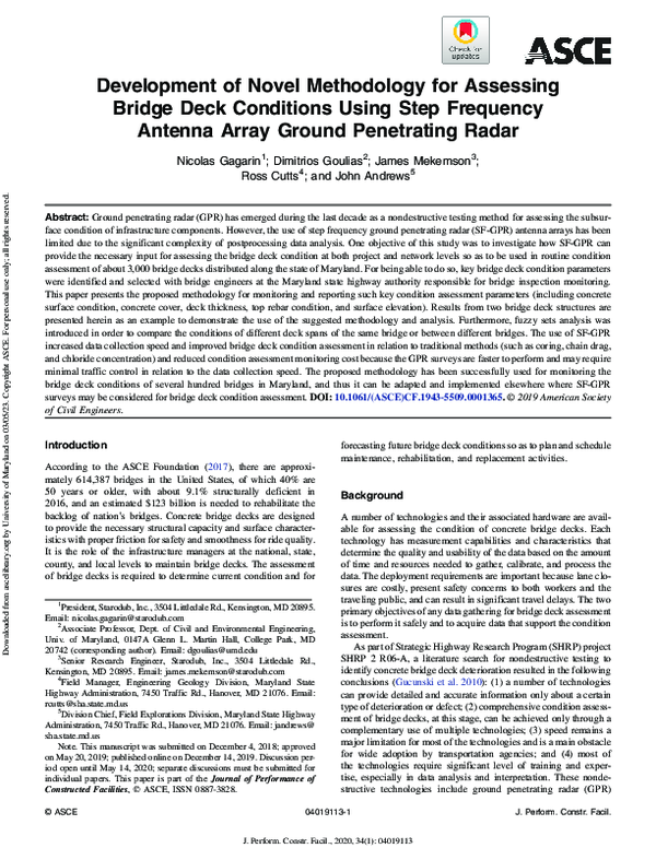 (PDF) Development of Novel Methodology for Assessing Bridge Deck Conditions Using Step Frequency ...
