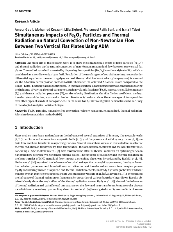 (PDF) Simultaneous Impacts of Fe3O4{\text{Fe}_{3}}{\text{O}_{4 ...