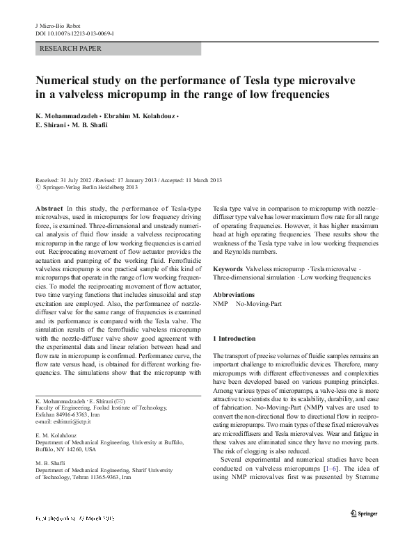 (PDF) Numerical study on the performance of Tesla type microvalve in a ...