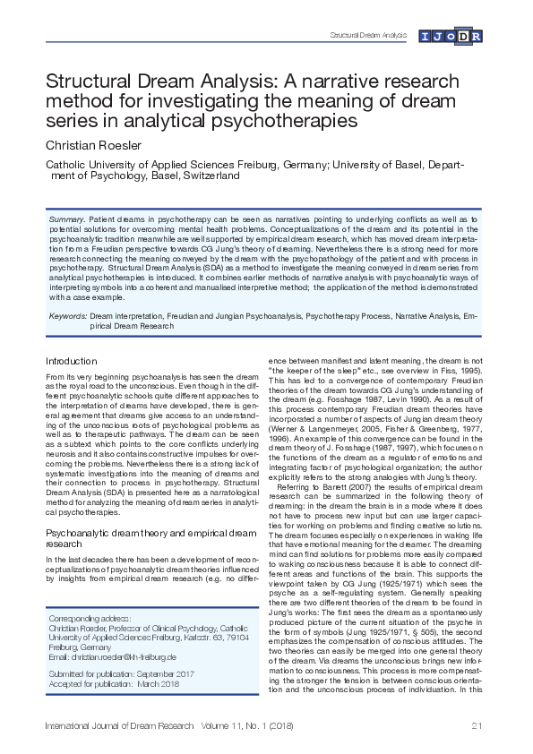 (PDF) Structural Dream Analysis: a narrative research method for ...