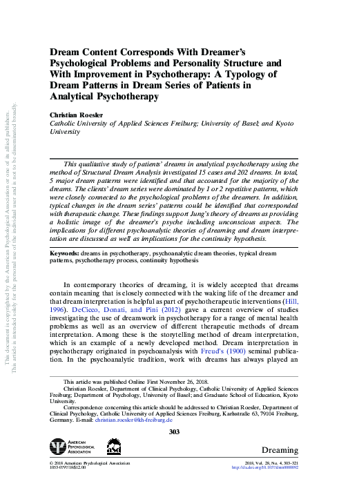 (PDF) Dream content corresponds with dreamer’s psychological problems ...