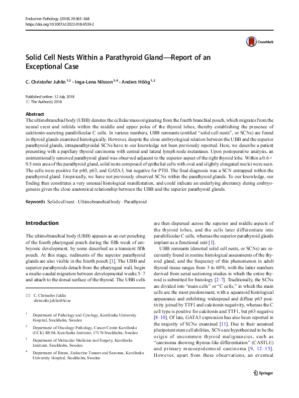 (PDF) Solid Cell Nests Within a Parathyroid Gland—Report of an ...