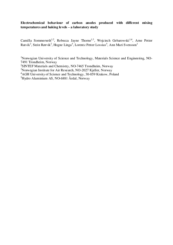 (PDF) Electrochemical Behaviour of Carbon Anodes Produced with ...