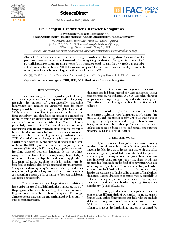 (PDF) Georgian Handwritten Text Recognition Framework