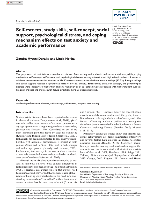 (PDF) Self-esteem, study skills, self-concept, social support, psychological distress, and ...