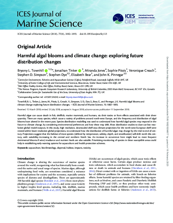 (PDF) Harmful algal blooms and climate change: exploring future ...