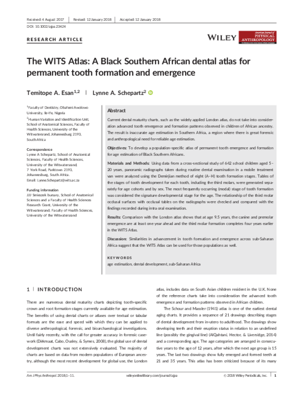 (PDF) The WITS Atlas: A Black Southern African dental atlas for ...