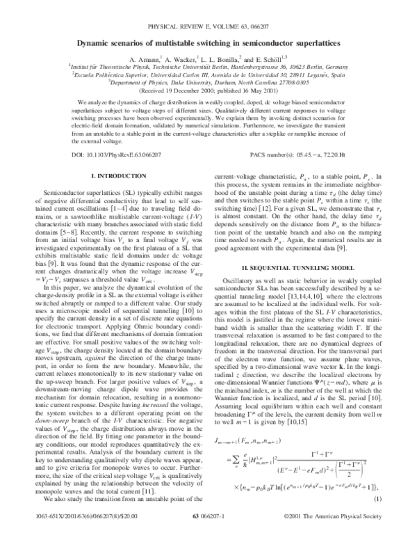 (PDF) Dynamic scenarios of multistable switching in semiconductor superlattices | Luis Alejandro ...