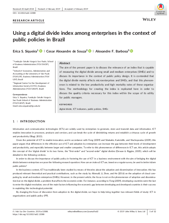 (PDF) Using a digital divide index among enterprises in the context of ...