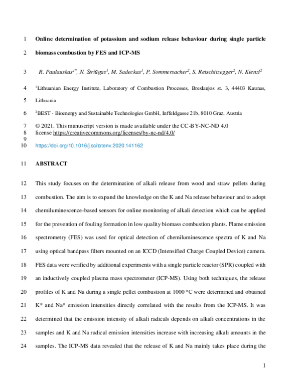 (PDF) Online determination of potassium and sodium release behaviour during single particle ...