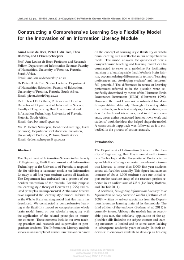 (PDF) Constructing a Comprehensive Learning Style Flexibility Model for ...