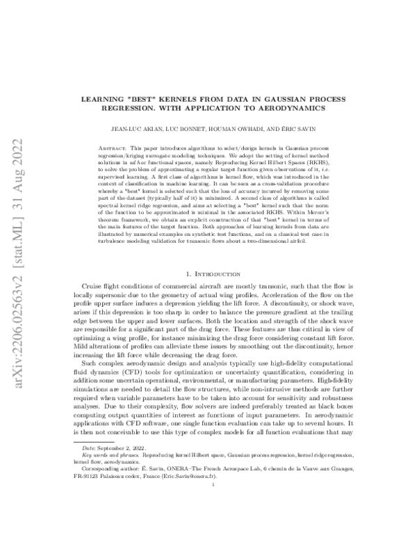 (PDF) Learning "Best" Kernels from Data in Gaussian Process Regression. With Application to ...