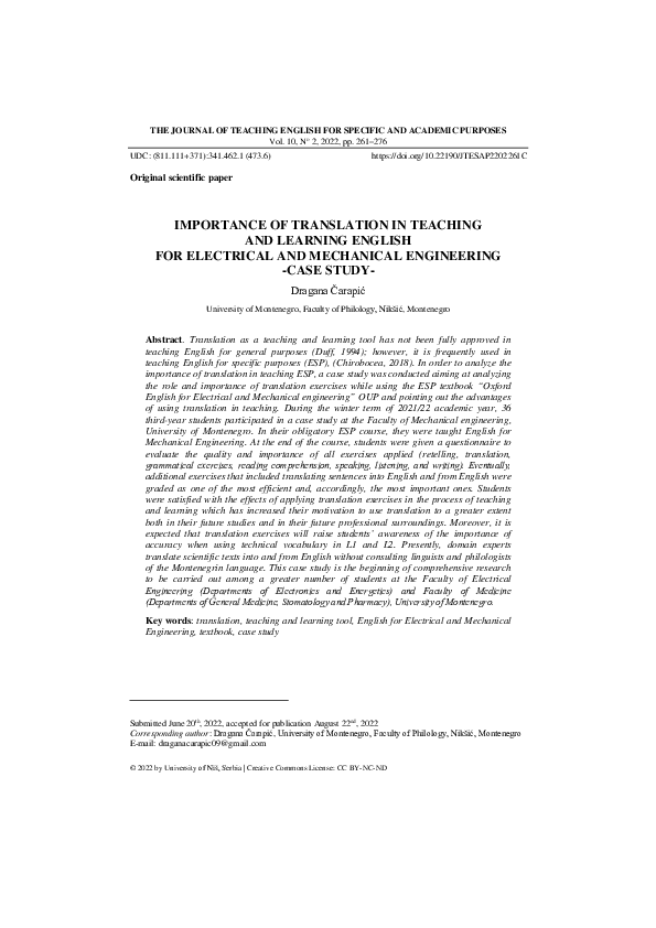(PDF) Importance of Translation in Teaching and Learning English for ...