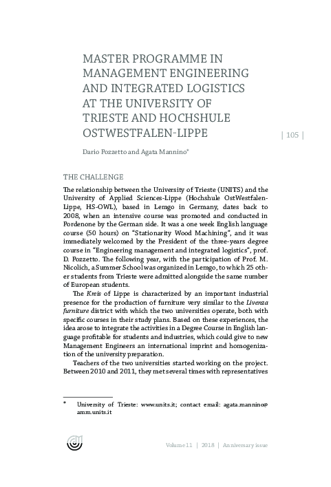 (PDF) Master programme in management engineering and integrated ...